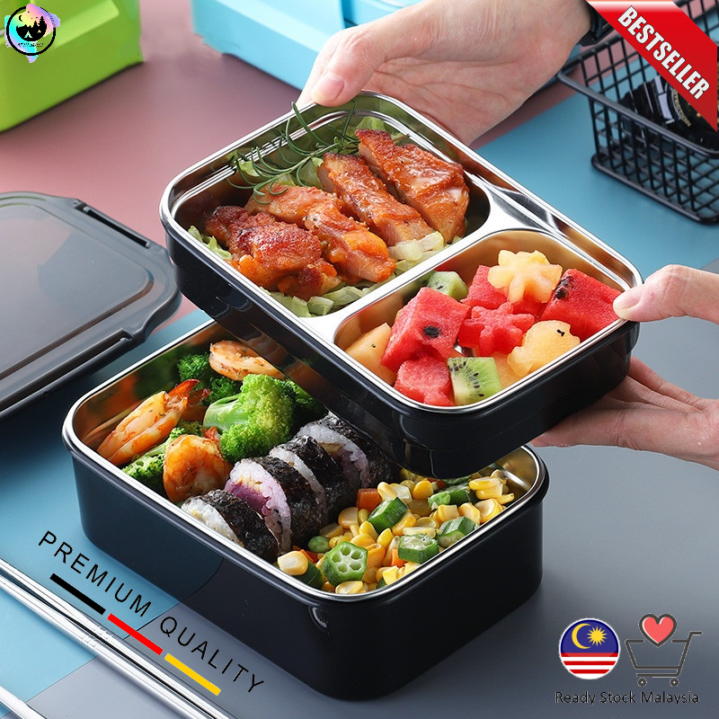 [Ready Stock] Stainless Steel thermos Bento Lunch Box Double Layer ...