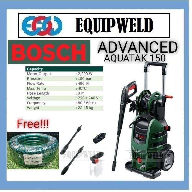 BOSCH ADVANCED AQUATAK 150 / AQT150 HIGH PRESSURE WASHER CLEANER 2200W ...