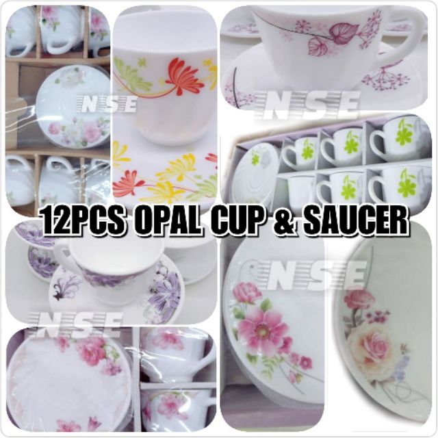 HOT! 12PCS OPAL CUP AND SAUCER / SET CAWAN KACA OPAL / SET CAWAN DAN ...