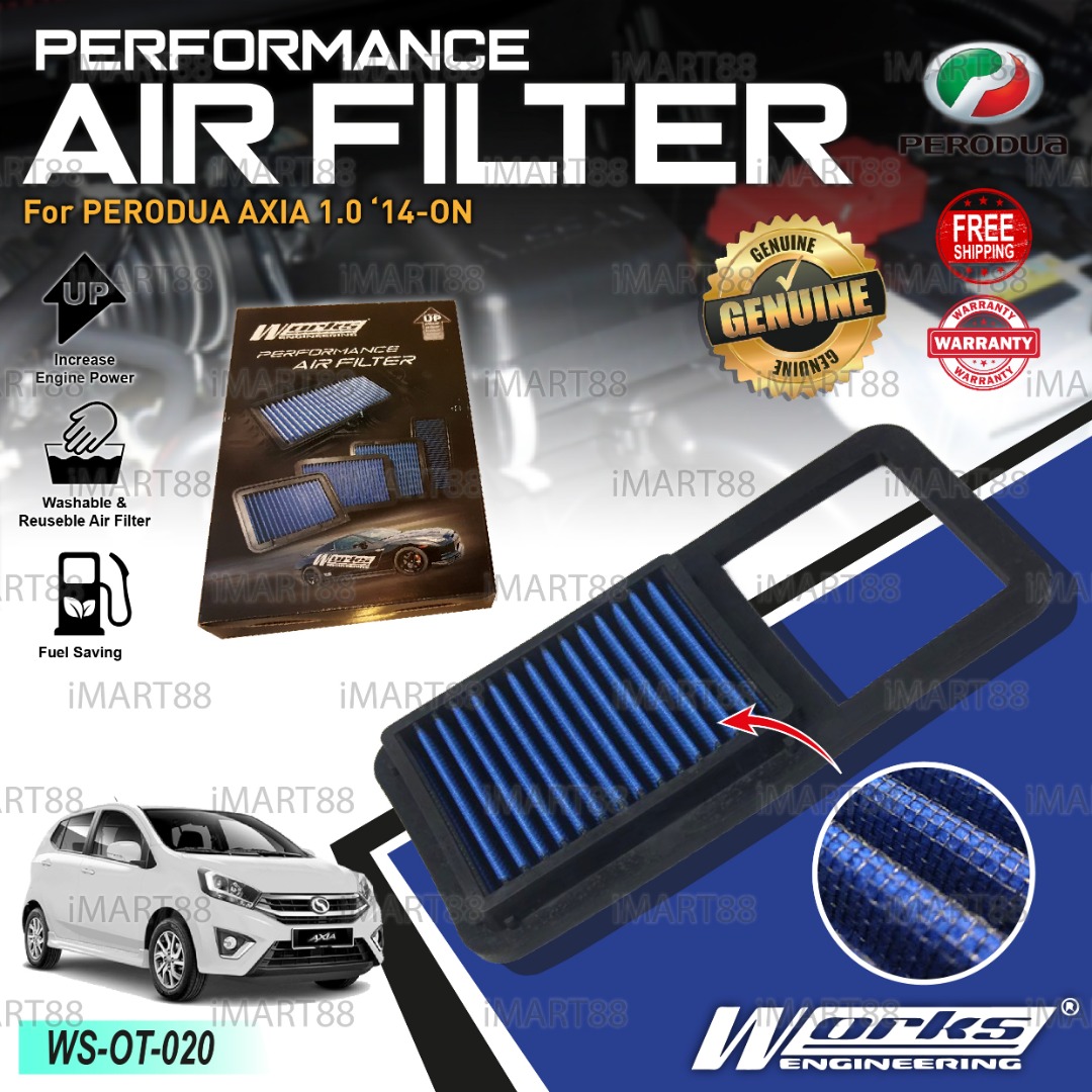 Add HP+ Works Engineering Drop In Air Filter Perodua Axia Bezza 1.0 1.3 ...