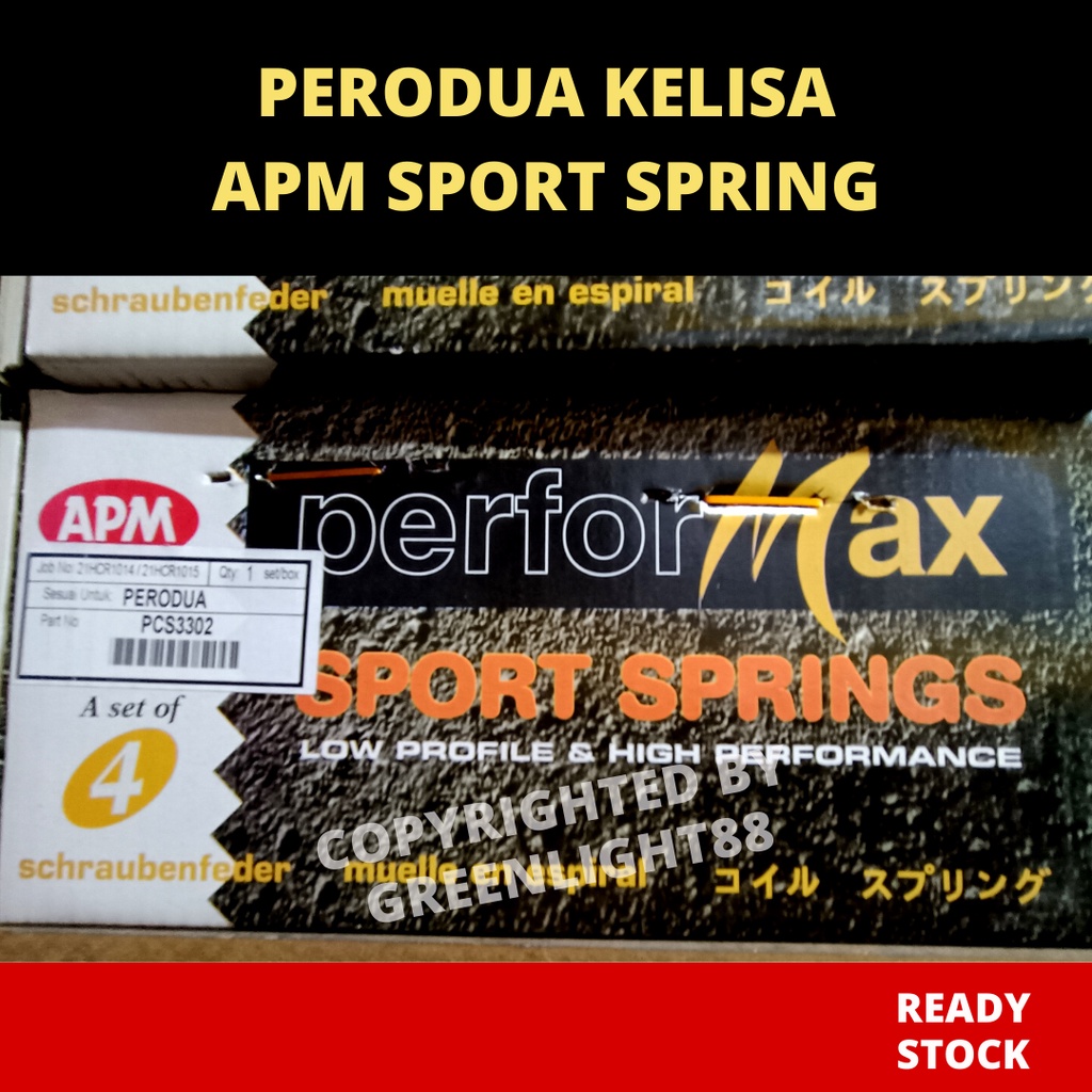 (100% ORIGINAL) PERODUA KELISA APM PERFORMAX SPORT SPRING (1 SET 4 PCS ...
