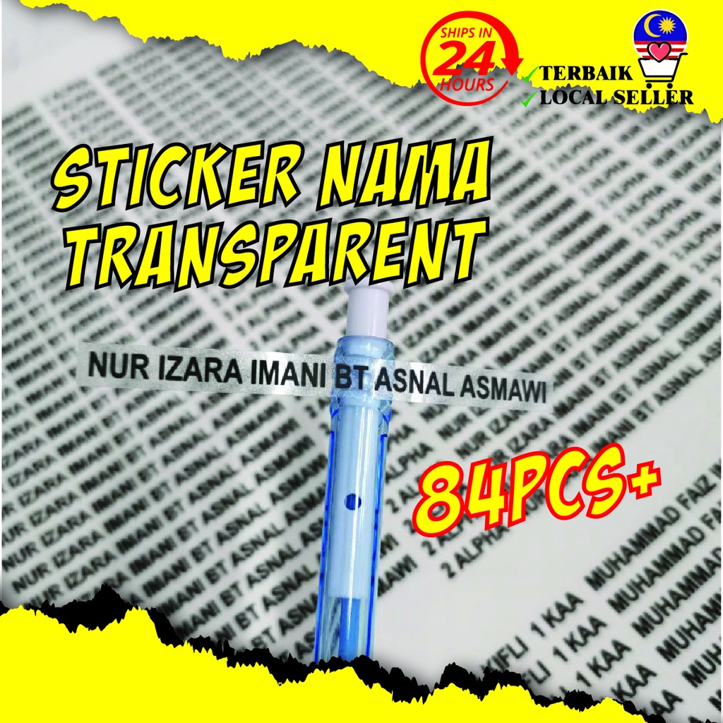 Sticker Nama Transaparent Kalis Air | Shopee Malaysia