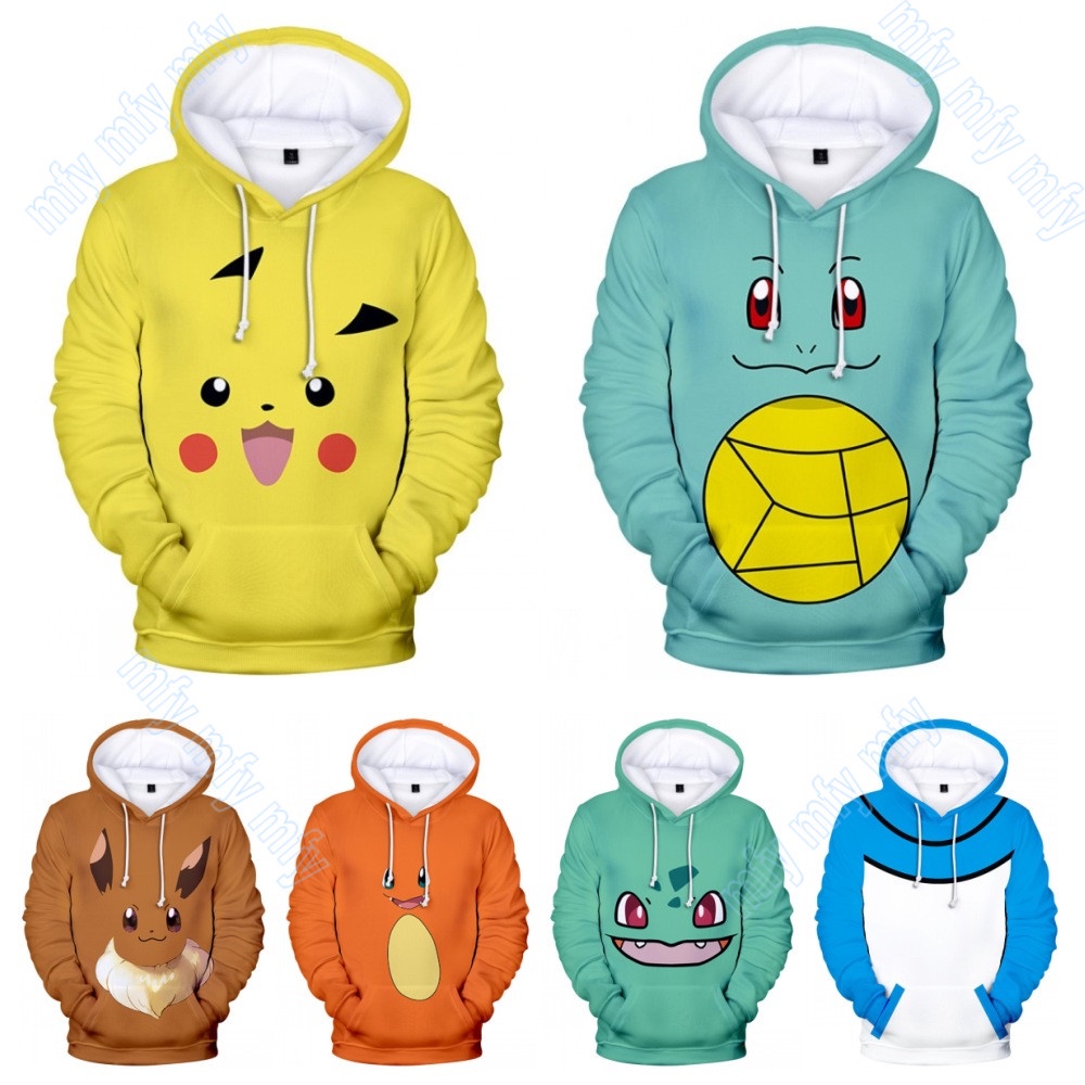 Men/Teens Pokemon Hoodies Jackets Pokemon Pikachu / Eevee / Squirtle ...