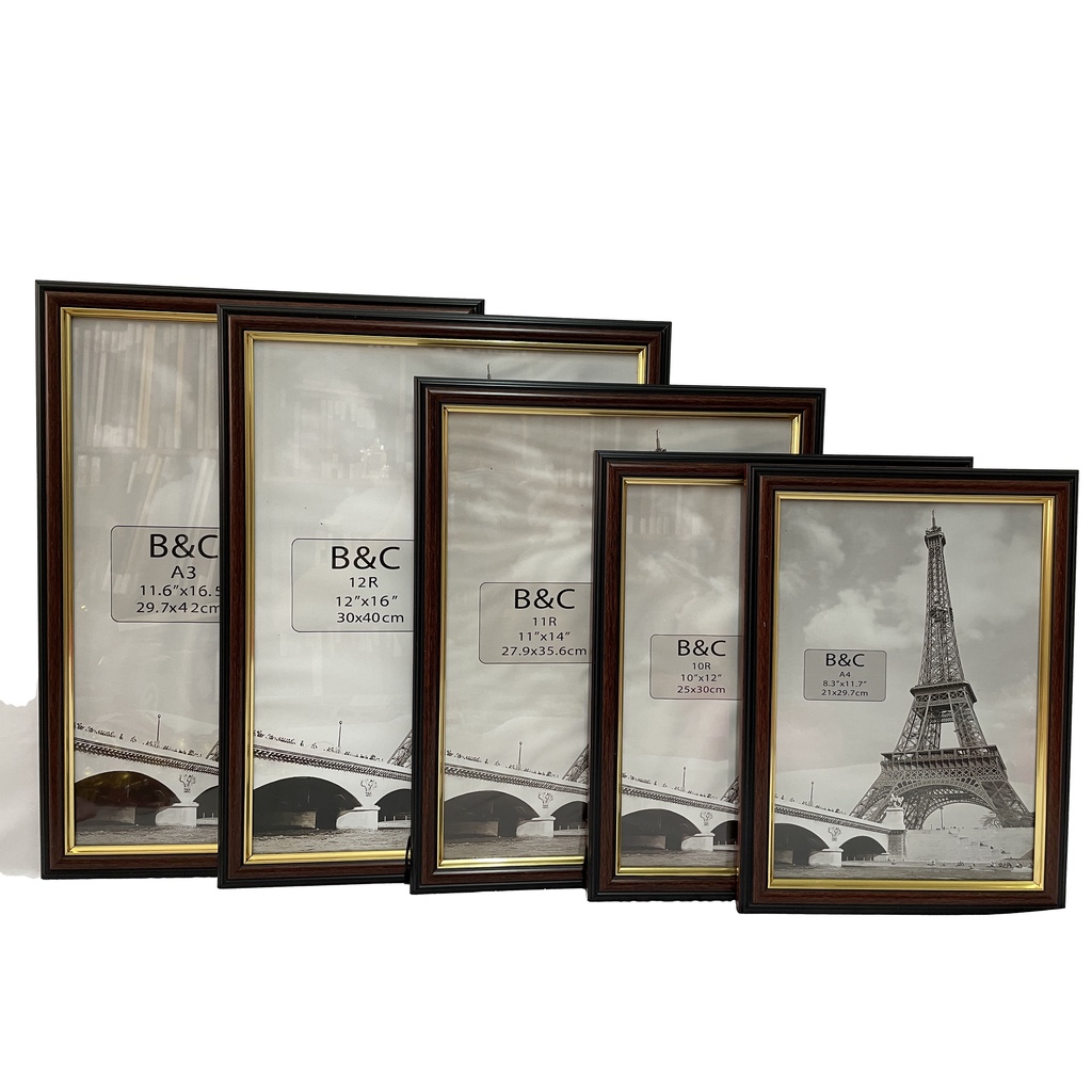 Photo Frame Size A4 / 10R / 11R / 12R / A3 - Dark Brown Red With Gold ...