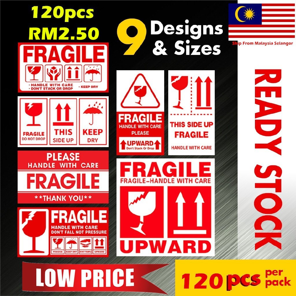 🇲🇾 🏆 120pcs Fragile Urgent Warning Handle With Care Dont Stack Drop ...