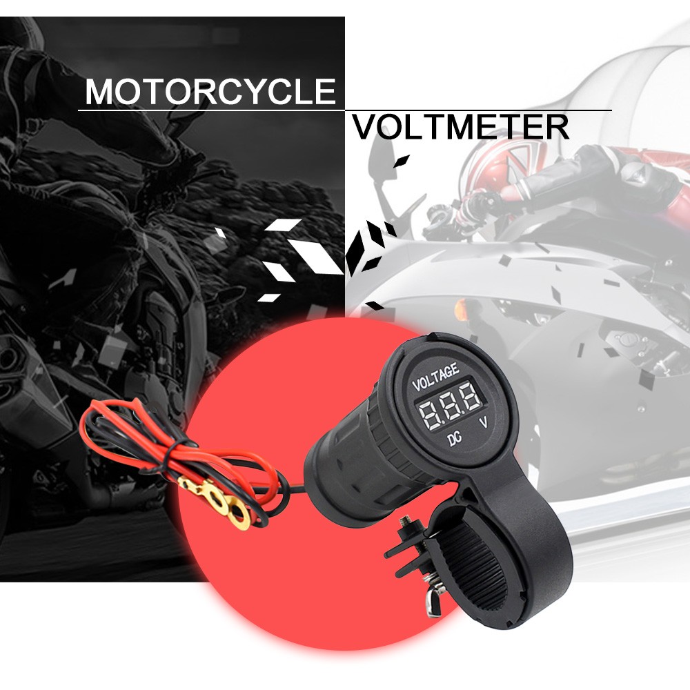Bike Motorcycle Handlebar LED Voltmeter Real-time Voltage Monitor ...