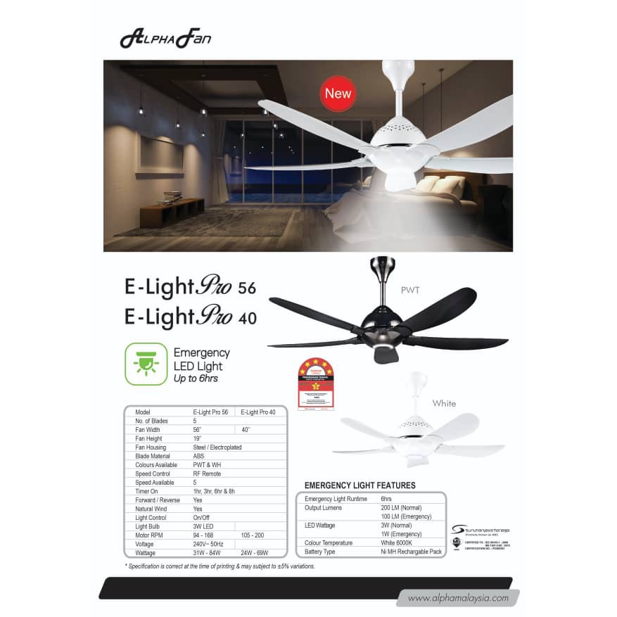 Alpha Ceiling Fan With Light Malaysia | Shelly Lighting