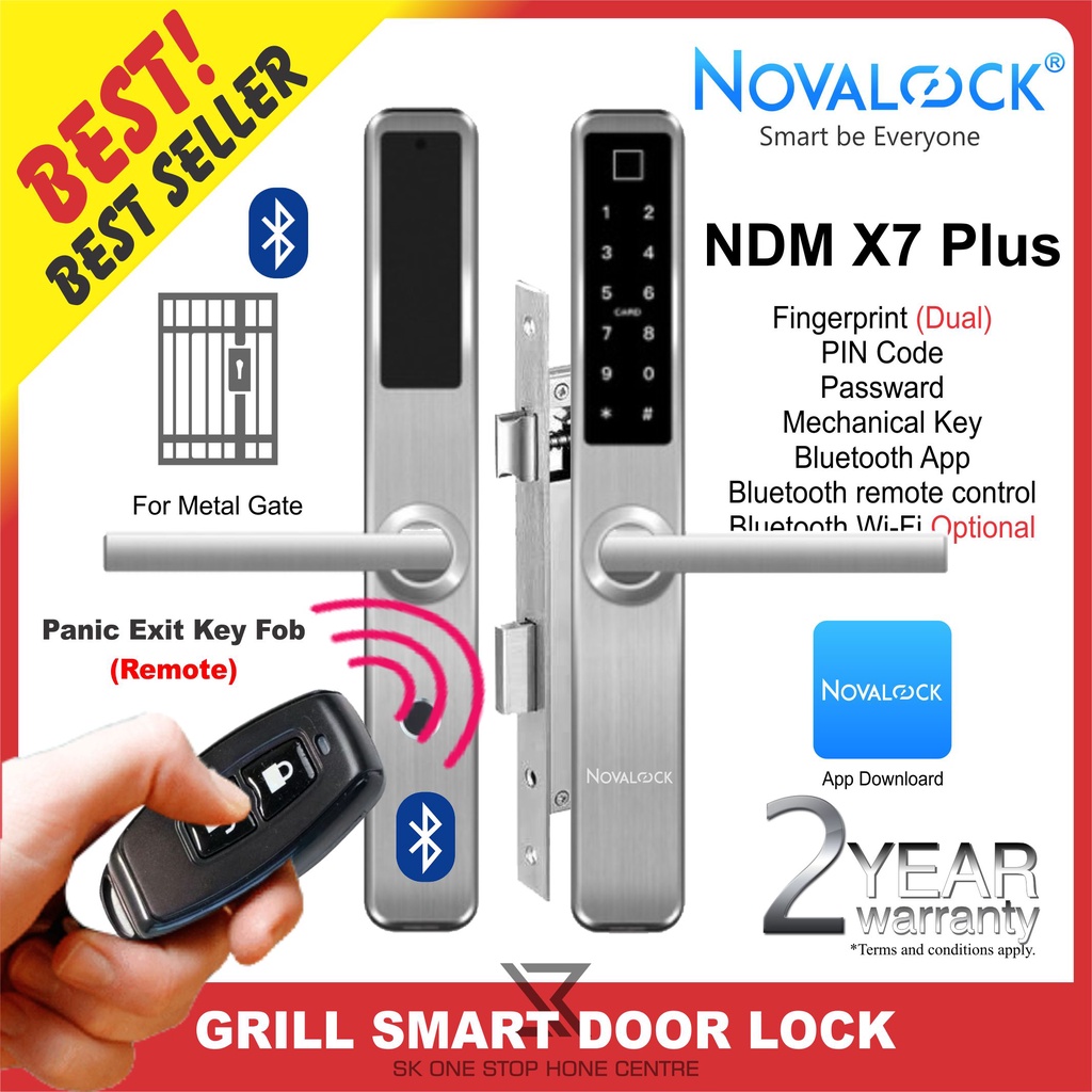 Novalock NDM X7 Plus Dual Fingerprint Password Bluetooth Smart Digital ...