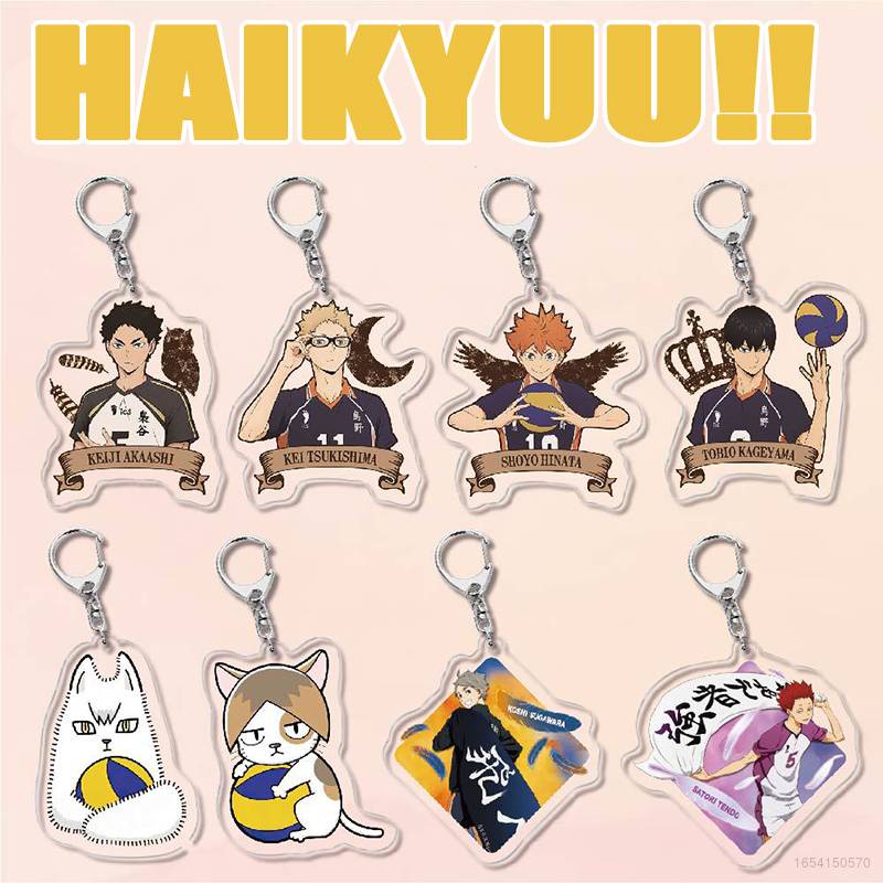 Cute Haikyuu Keychain Acrylic Anime Keyring Hinata Kenma Oikawa Bag ...