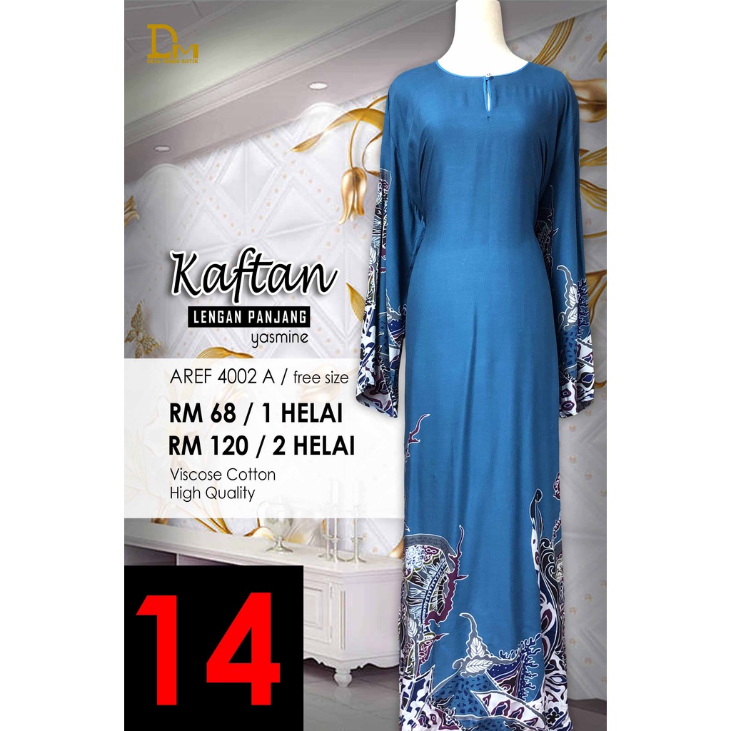 Kaftan Lengan Panjang Corak Desa Murni Batik | Shopee Malaysia