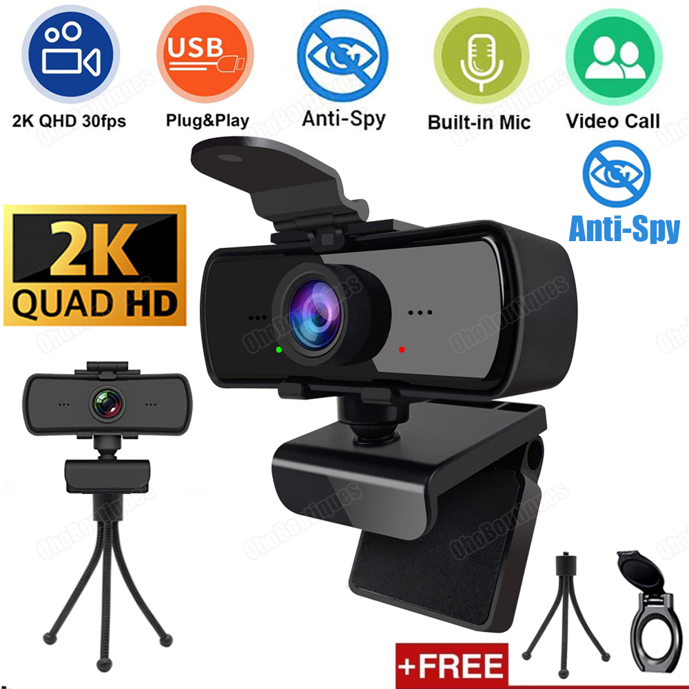 【REAL 2K】 Webcam 2560*1440P HD Camera with Built-in Dual Microphone ...