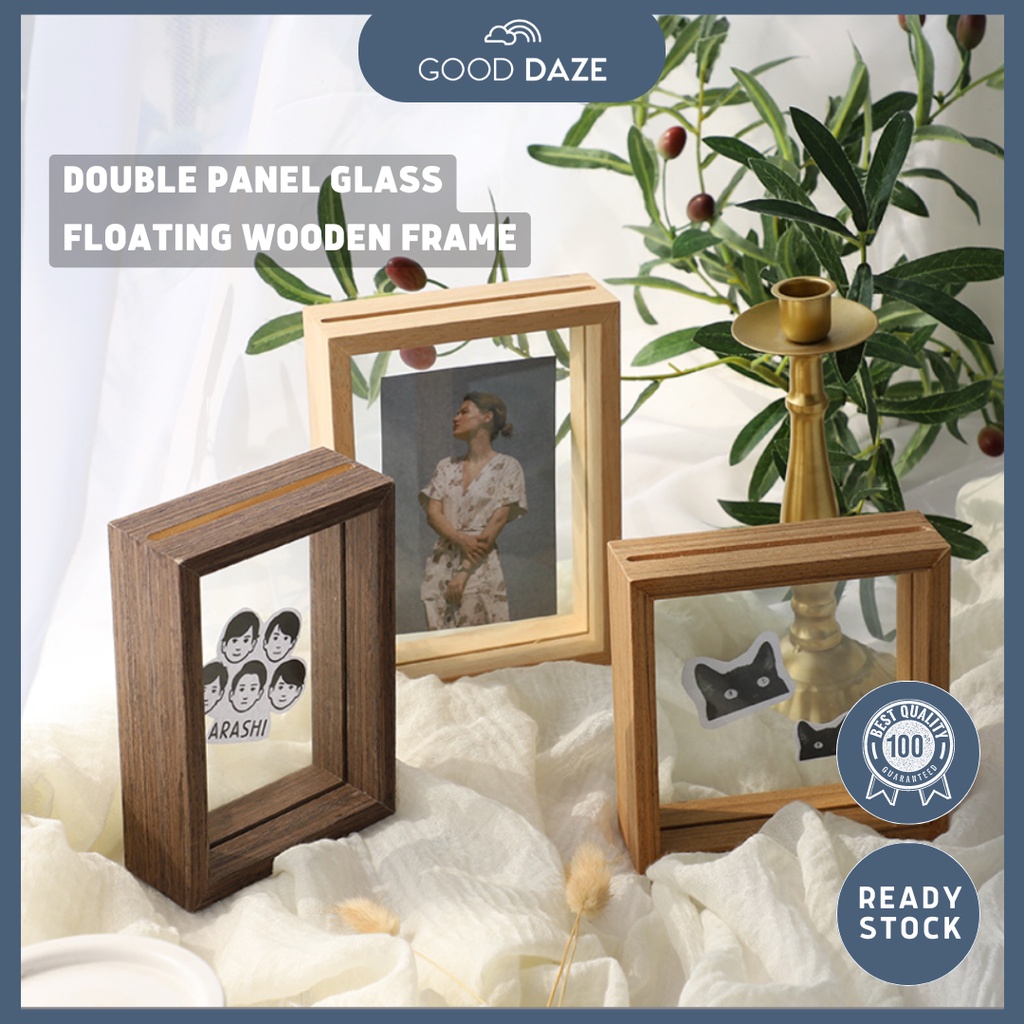 Natural Wooden Photo Frame with Double Panel Glass | Minimalist ...