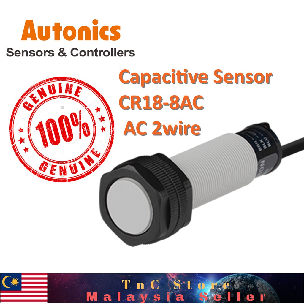 Autonics CR18-8AC Capacitive Sensor AC 2wire 100-240VAC~ Normaly Closed Proximity Sensor M18 ...