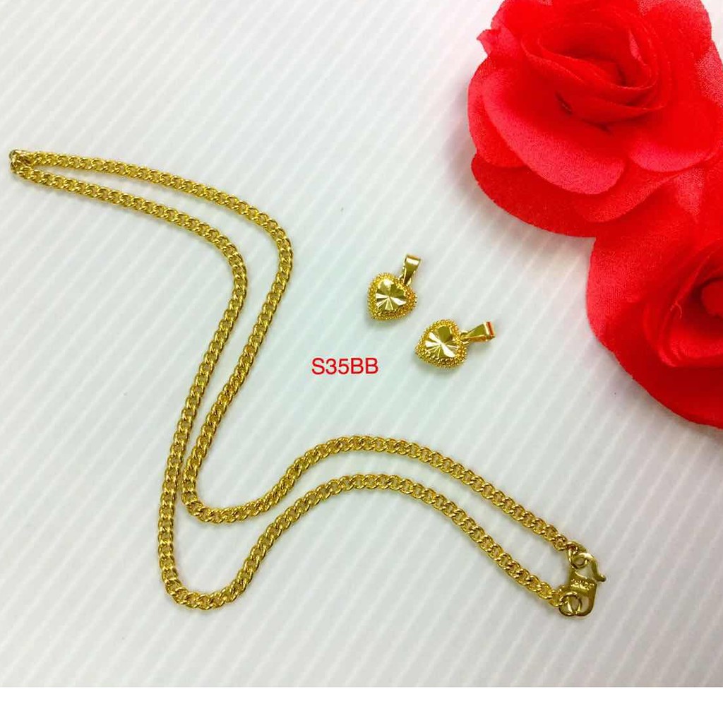 Set Rantai Leher + Loket Love Emas Korea 24K Set (EC286) | Shopee Malaysia