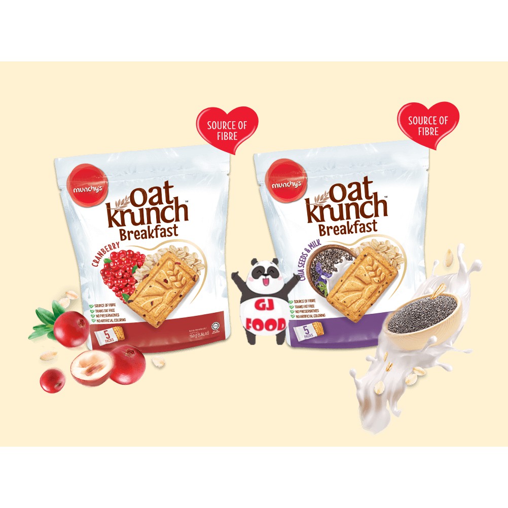 Munchy's Oat Krunch Breakfast Biscuit - Cranberry / Chia Seeds & Milk ...