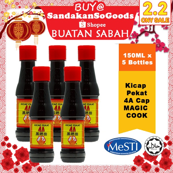 [Sabah] Cap Magic Cook Kicap Pekat 4A (150ml X 5 Botol) | Shopee Malaysia