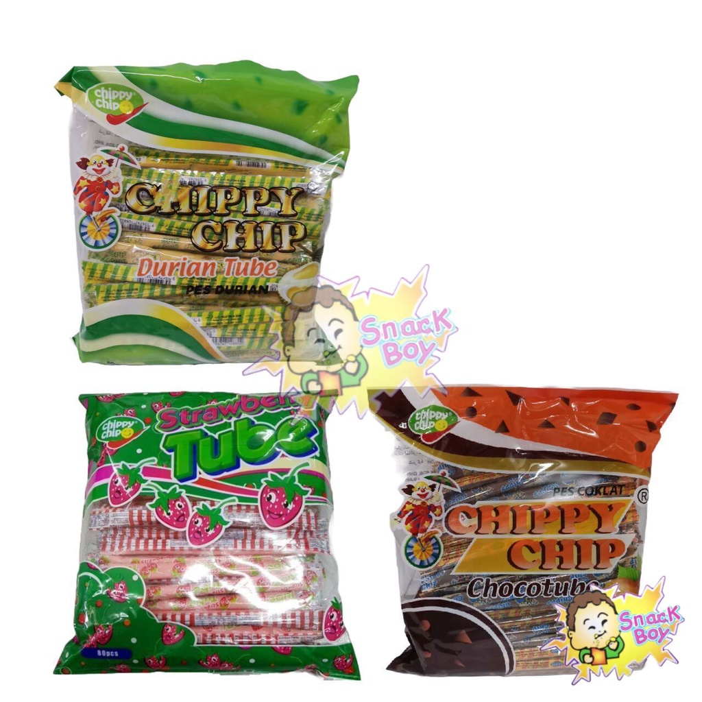 Chippy Chip Chocolate Tube 80pcs [Chocolate /Strawberry /Durian ...