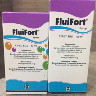 FluiFort Syrup child size 40ml/FluiFort Syrup Adult size 120ml -cherry ...