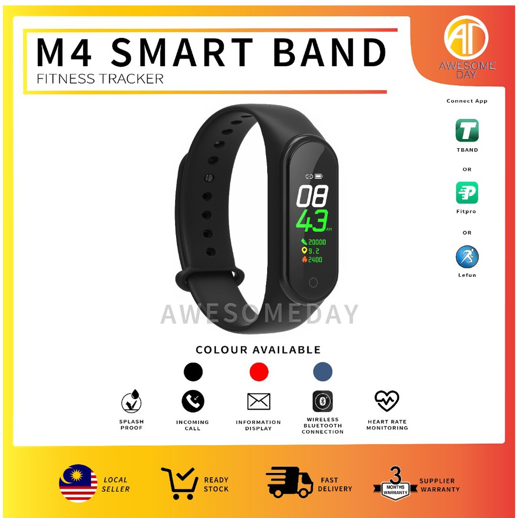 M4 Smart Band Wristband Heart Rate/ Blood Pressure/ Heart Rate Monitor ...