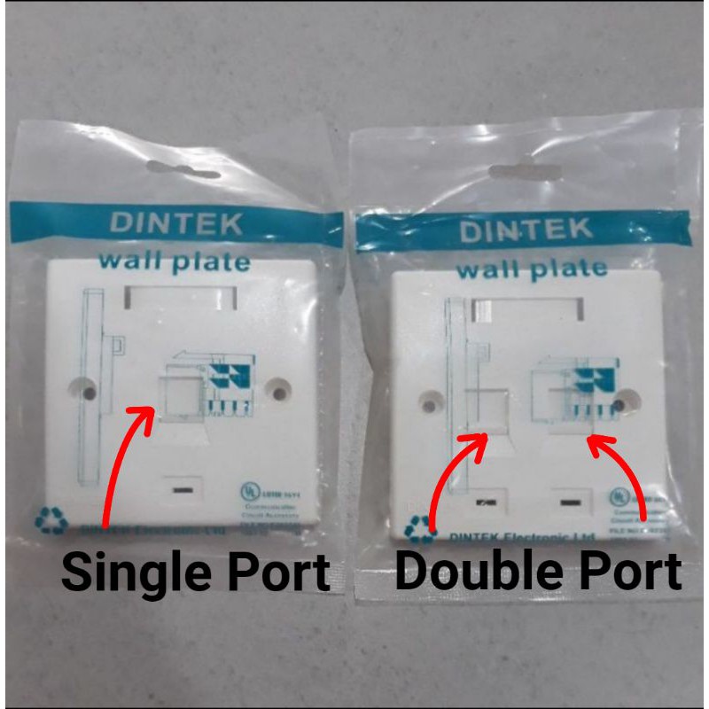 DINTEK RJ45 Single/Double Port Outlet Face Plate with Shutter (price ...