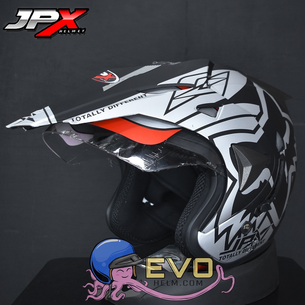 Helmet JPX SUPERMOTO WILD RIDER - BLACK Off / SILVER ORIGINAL Helmet ...