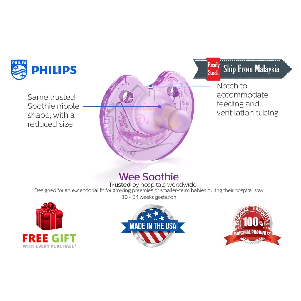 USA Philips No.2 WEE Soothie【NOTCHED】Pacifier | Shopee Malaysia