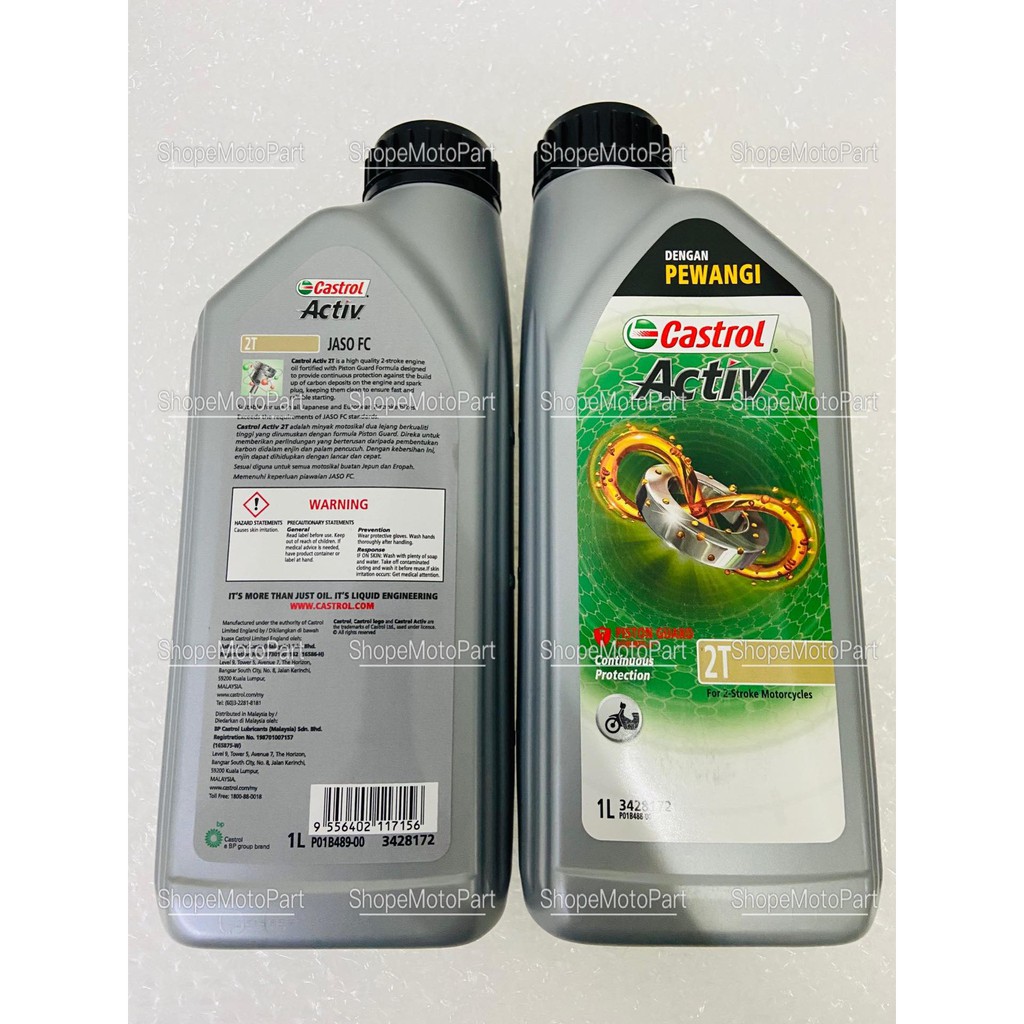 2T CASTROL ACTIV ACTIVE 1L 1 LITRE JASO FC 100% ORIGINAL MINYAK TUTI 2T ...