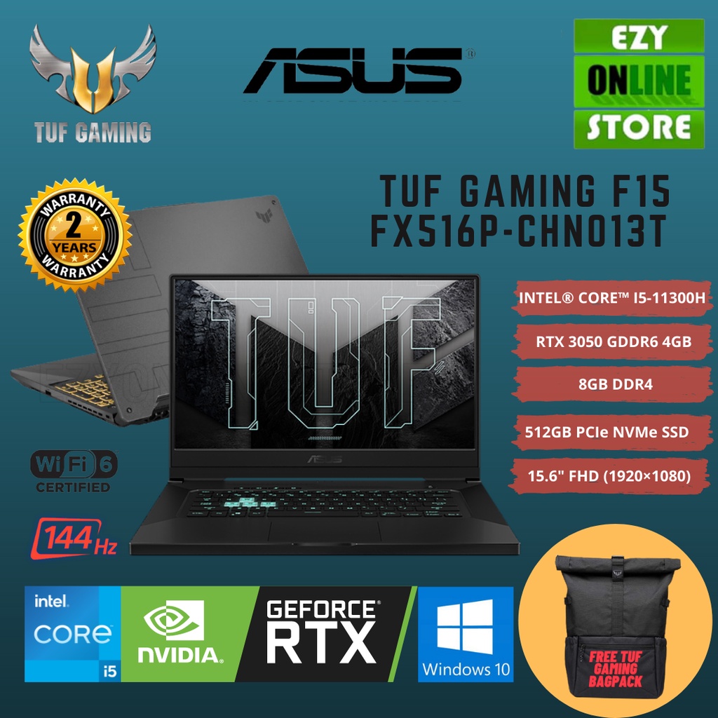 ASUS TUF GAMING F15 FX516P-CHN013T , INTEL I5-11300H , 8GB ,512GB SSD ,RTX3050 ,15.6" FHD IPS ...