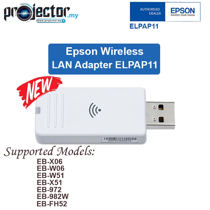 EPSON ELPAP11 WIRELESS / WIFI LAN ADAPTER / DONGLE FOR EB-X06 / W06 ...