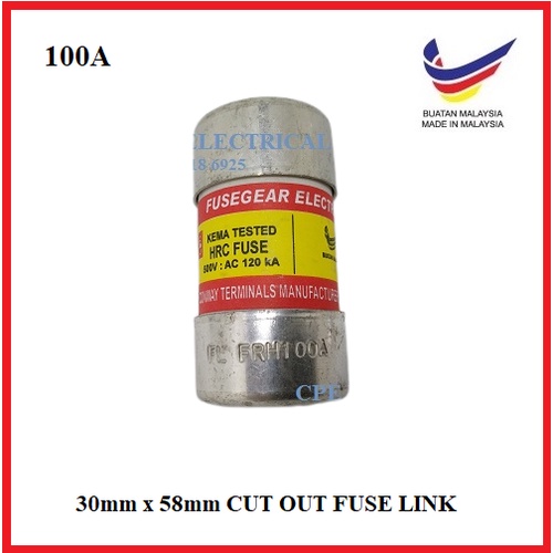 FUSEGEAR 100A HRC Fuse Link Cut Out Fuse | Shopee Malaysia