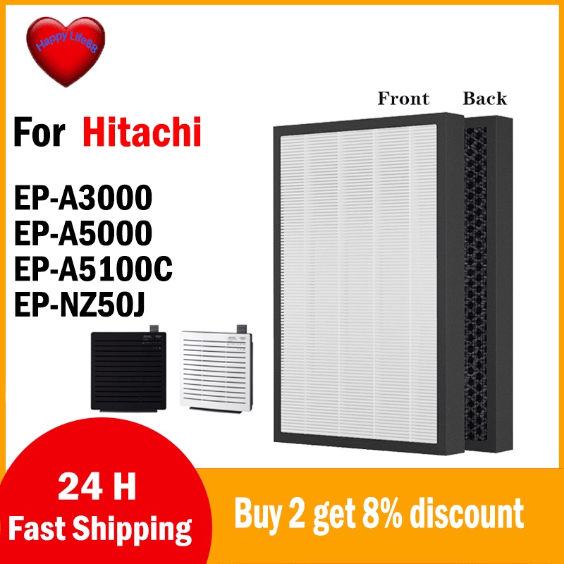 for Hitachi air purifier HEPA Filter Activated carbon deodorizing filter EP-A3000 EP-A5000 EP ...