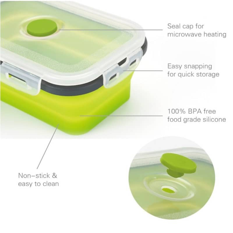 Silicone Collapsible Foldable Tupperware Container Food Grade Storage ...