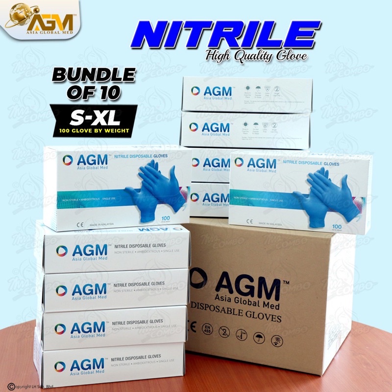 AGM Nitrile Glove/Disposable Glove/Sarung Getah(1Carton 10boxes ...