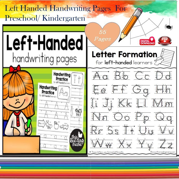 Printable Left Handed Alphabet Writing Worksheet Workbook For Preschool ...
