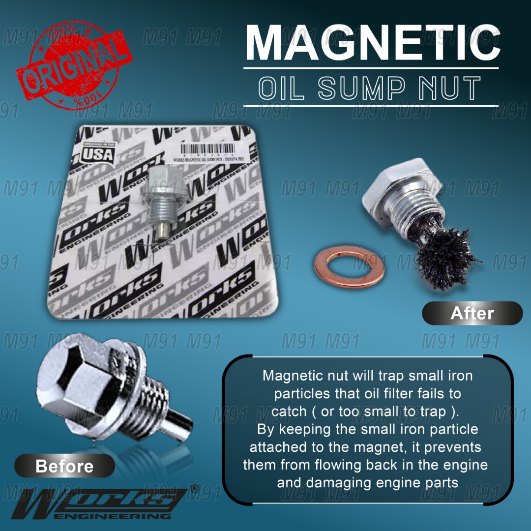 Works Engineering Magnetic Oil Sump Plug Nut Proton Wira Satria Iswara ...