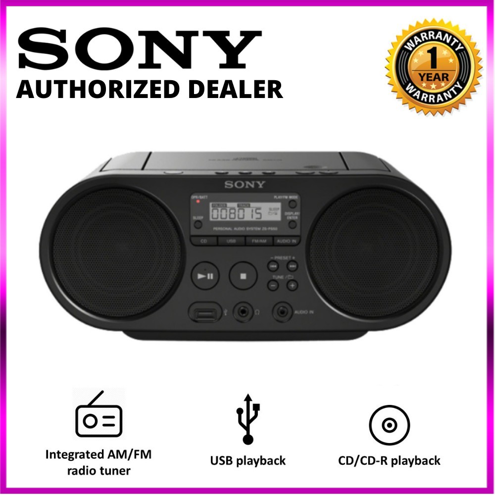 Sony ZS-PS50 CD Player Boombox Speaker with USB Audio Playback ...