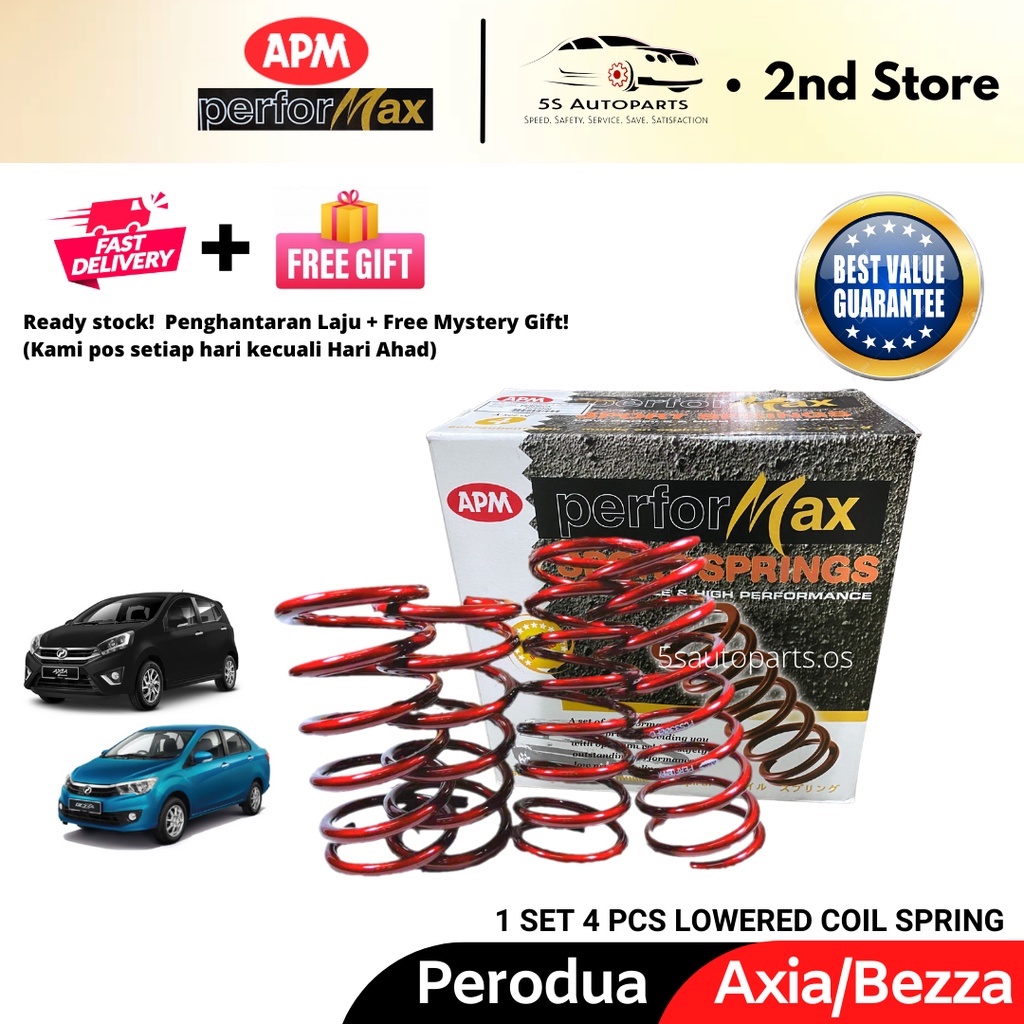 APM Performax Axia Bezza Lowered Sport Spring Set ( 4 PCS ) | Shopee ...