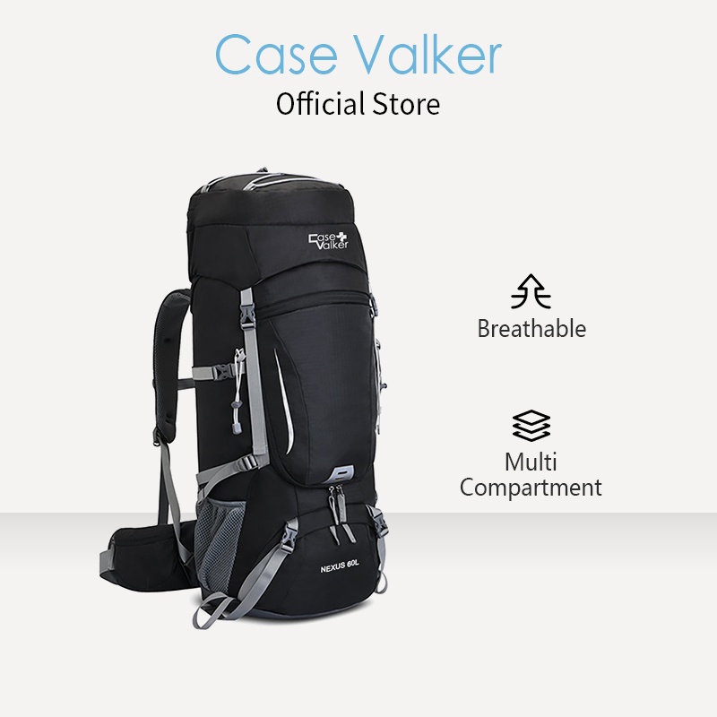 Case Valker Nexus 60L Nylon Backpack Hiking Bag with Rain Cover Purple ...