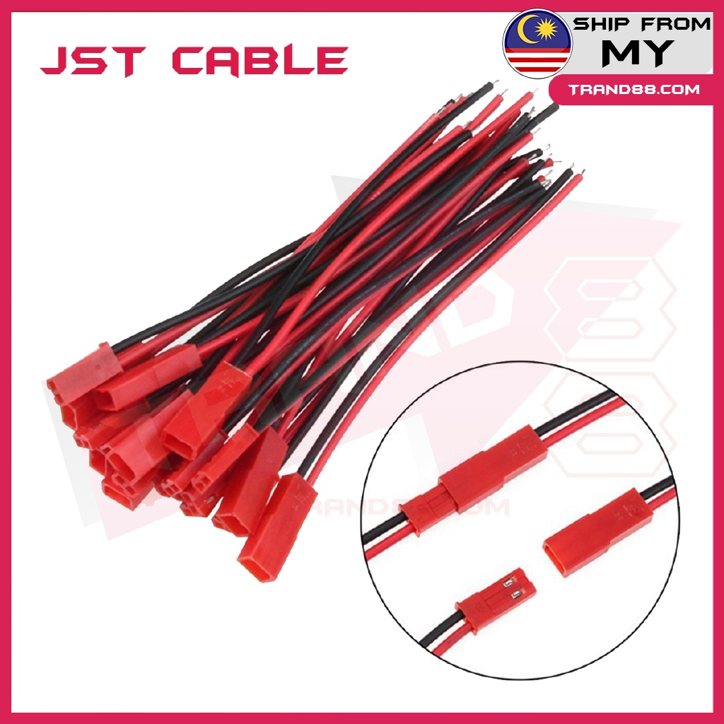 JST Cable 10CM RC Lipo Battery Connector Wires Cables Plug Male Female ...