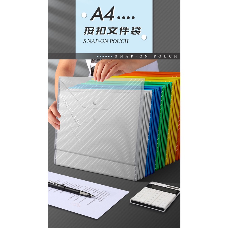 10 Pcs A4 Button File Folder Documents Transparent Plastic Folder ...