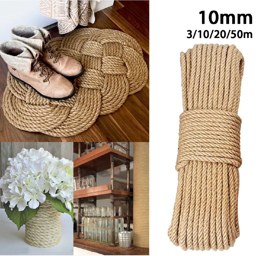 Tali guni tali jut hemp rope hem cordage 0.8cm 1.0cm x 1 meter | Shopee ...