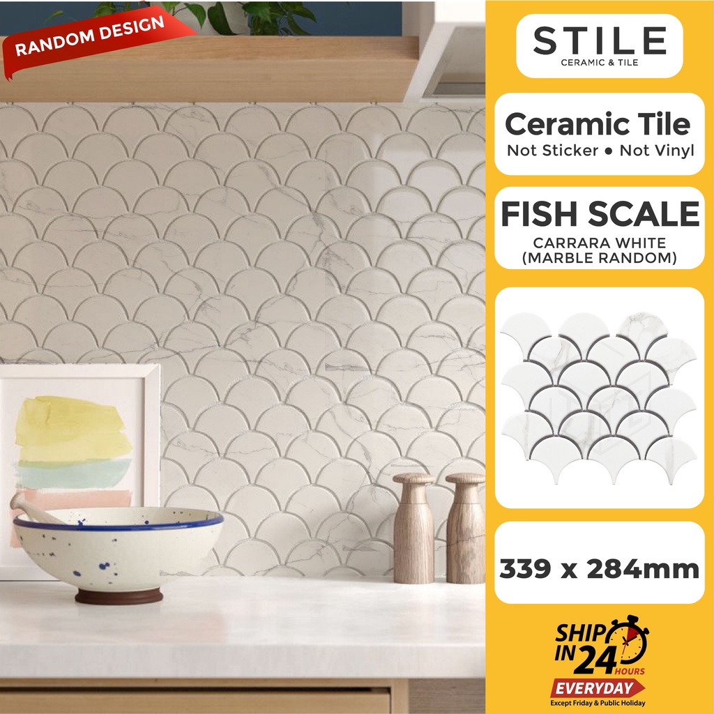 [REAL TILE] FISHSCALE CARRARA WH MOSAIC TILES /MOZEK/CERAMIC TILES ...