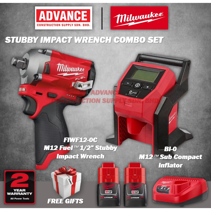 MILWAUKEE M12 Stubby Impact Wrench Combo Set RM1430 ( FIWF12-302B ...