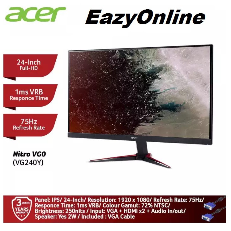 Acer nitro vg240y 23.8" ips 75hz 1ms fhd gaming monitor | BeeCost