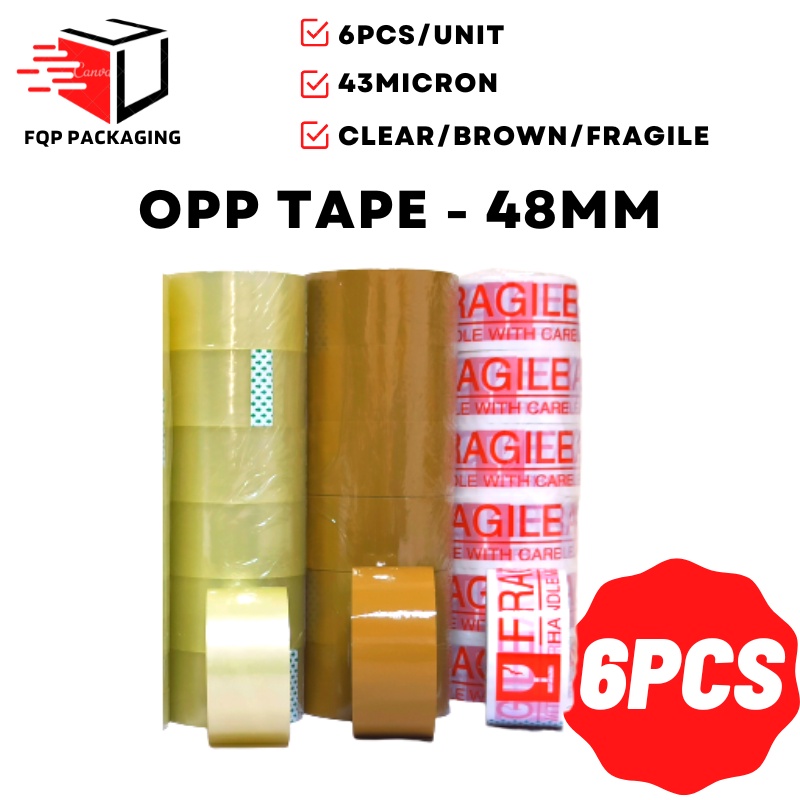 Opp Tape - 48mm (6Rolls) Bopp Tape Packing Tape Cellophane Tape ...