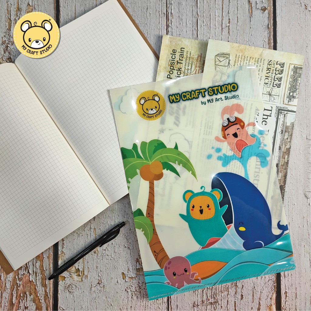 MY CRAFT PVC L Folder - Mochi with Ocean Theme/ Clear Visibility Folder ...