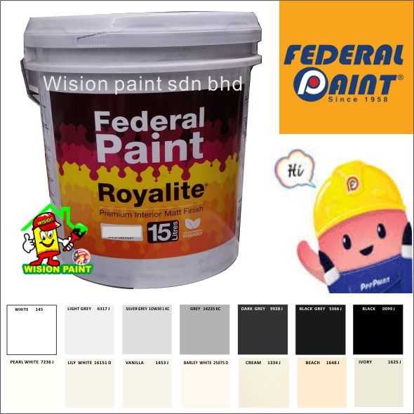 15L ( 15 LITER ) FEDERAL ROYALITE PAINT - INTERIOR EMULSION PAINT / A ...