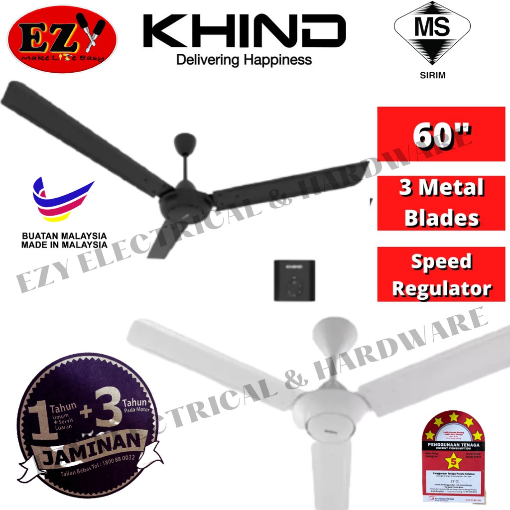 Khind Ceiling Fan With Regulator CF618 ( Black / White) | Shopee Malaysia