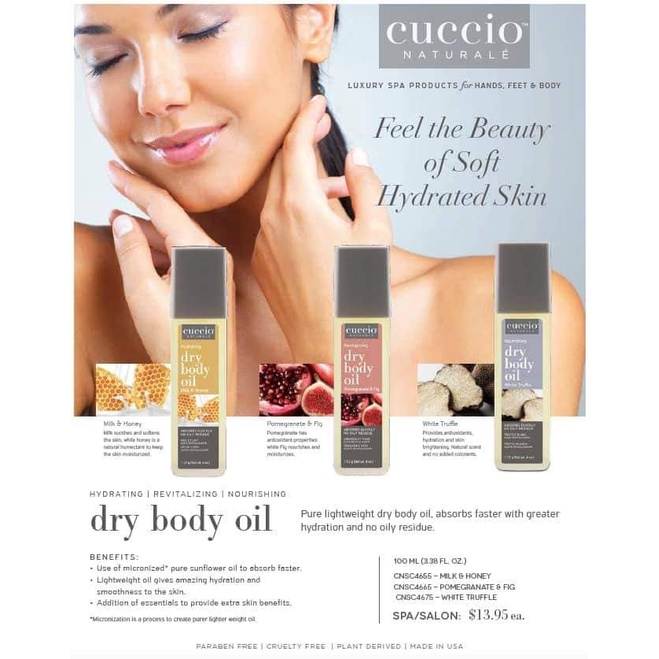 (现货）Cuccio 深层保湿 补水精华油 快速吸收不留油腻的残留物 减少皱纹细纹生成 皮肤更弹性亮丽 Body Serum Body Dry ...