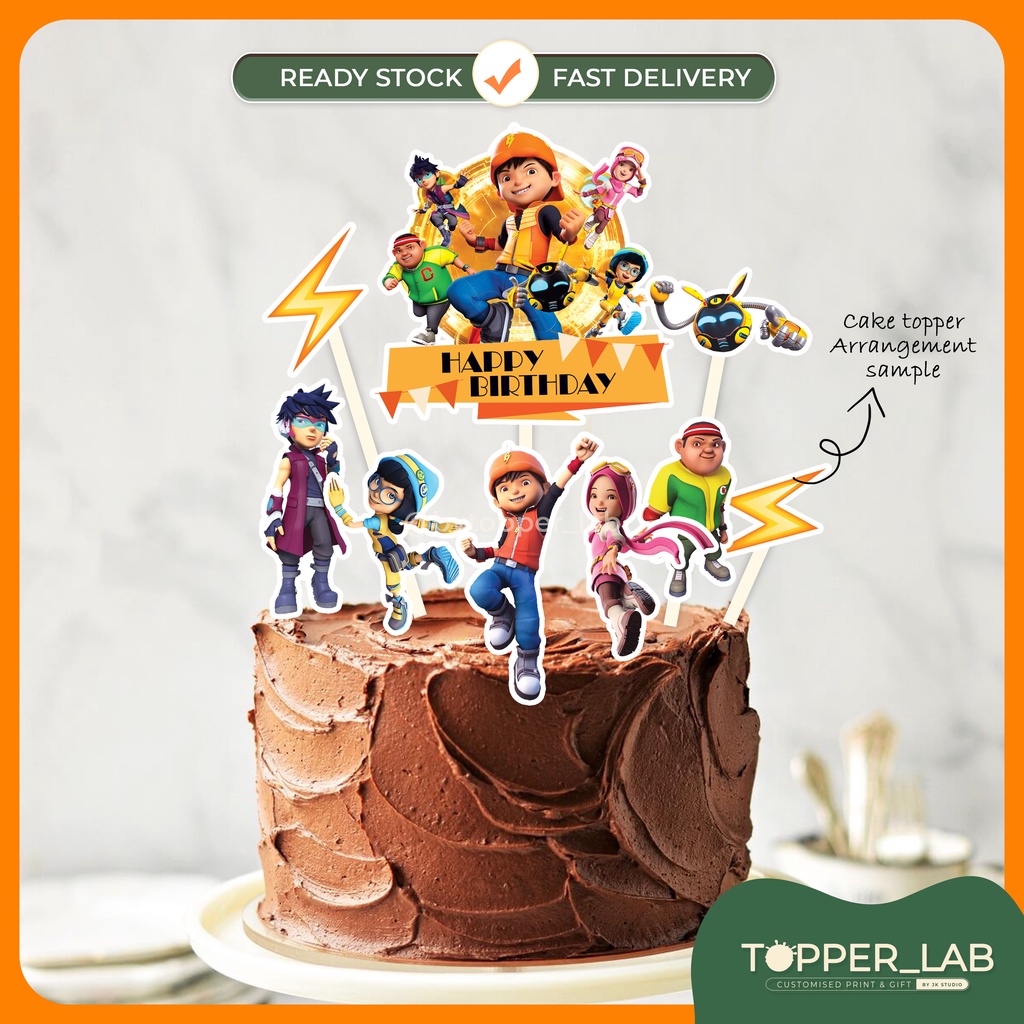 Custom Design Cake Topper - Boboiboy - Happy Birthday - Party Set ...